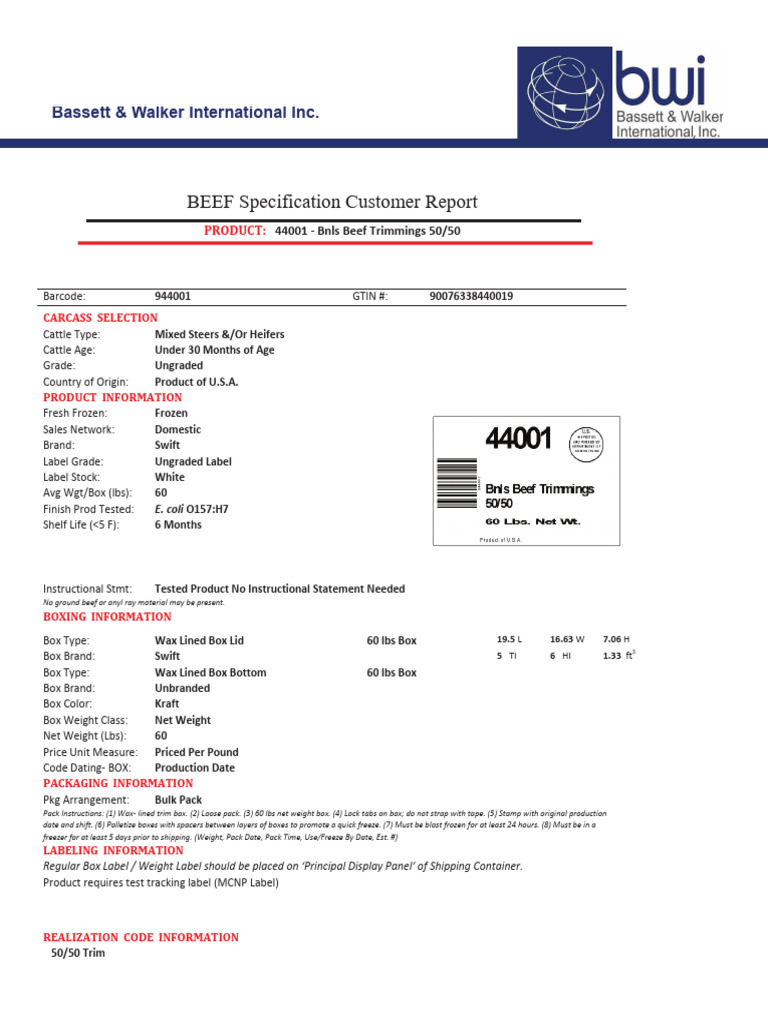 FT-Beef Trimmings 50-50 | PDF