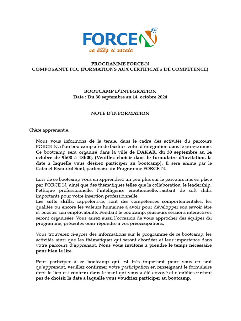 NOTE D 039 Information Dakar.docx 1 | PDF