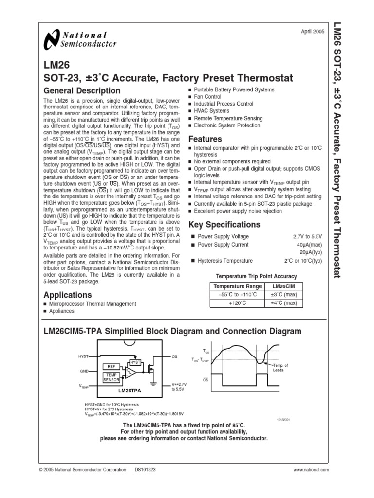 LM26 - National - Factory Preset Thermostat | PDF