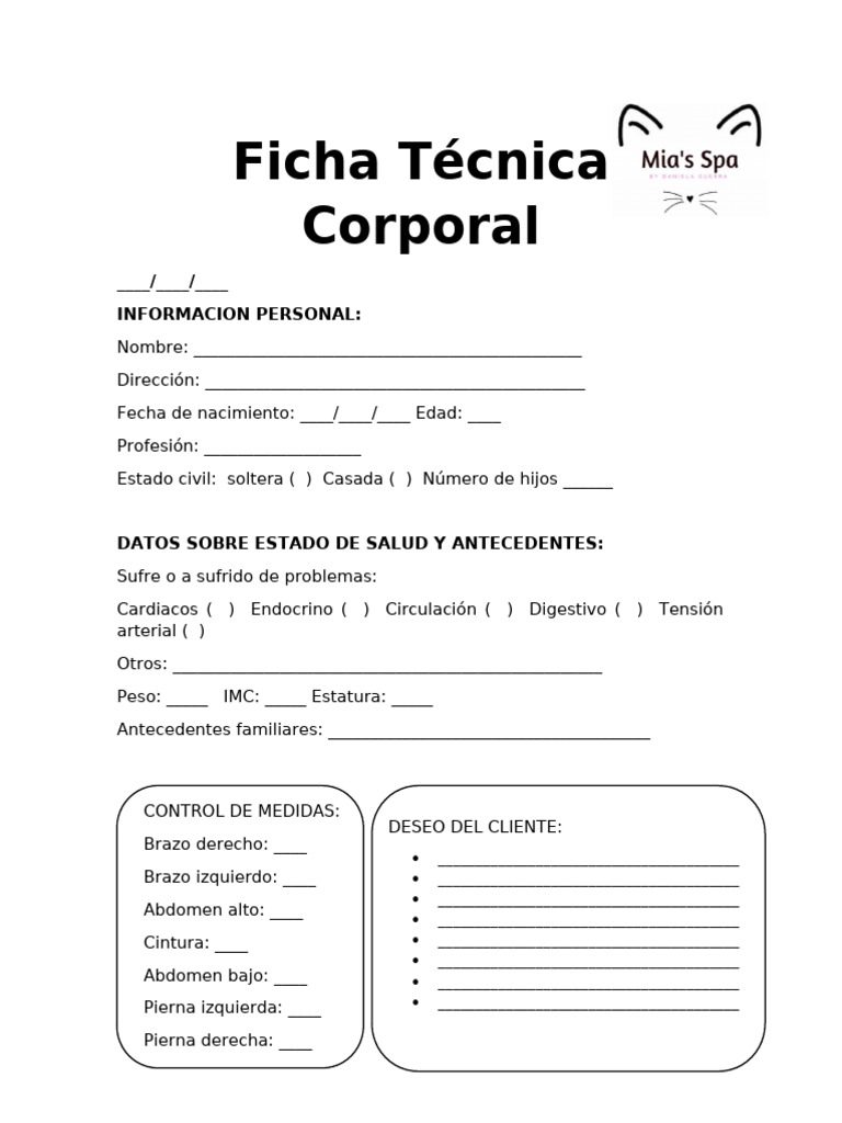FICHA TECNICA CORPORAL | PDF