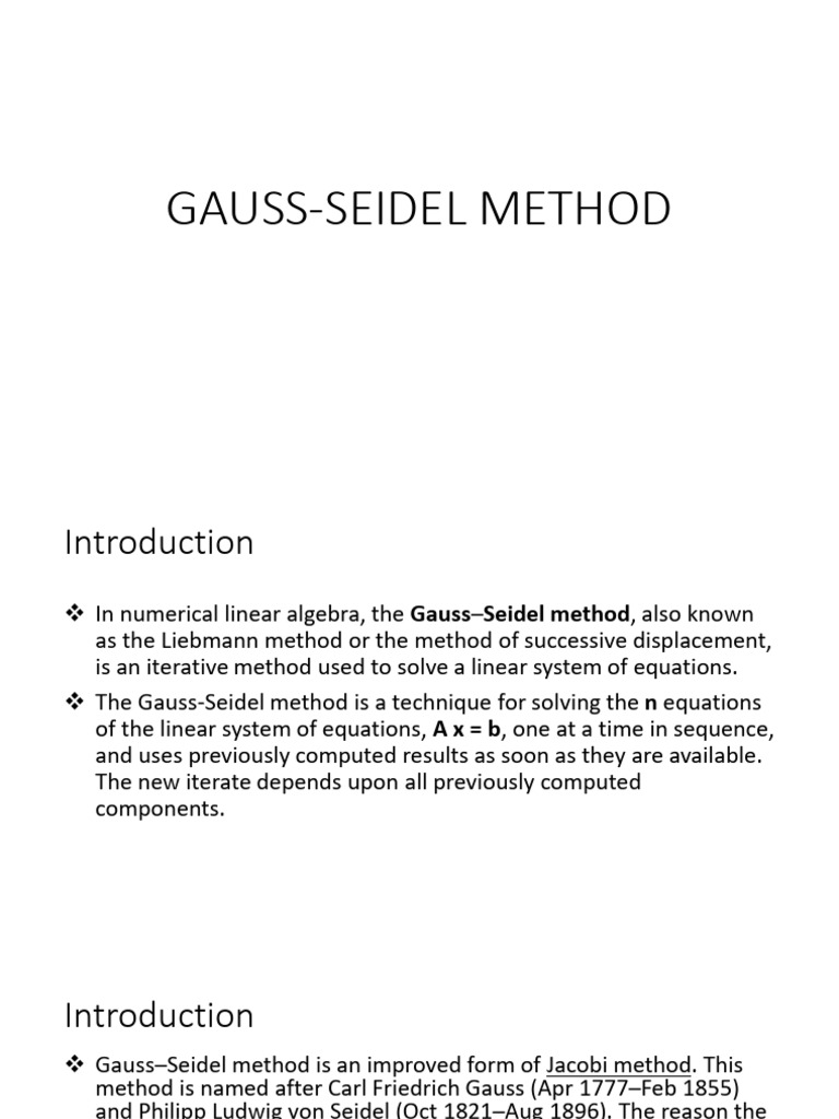 Gauss Seidel Method | PDF