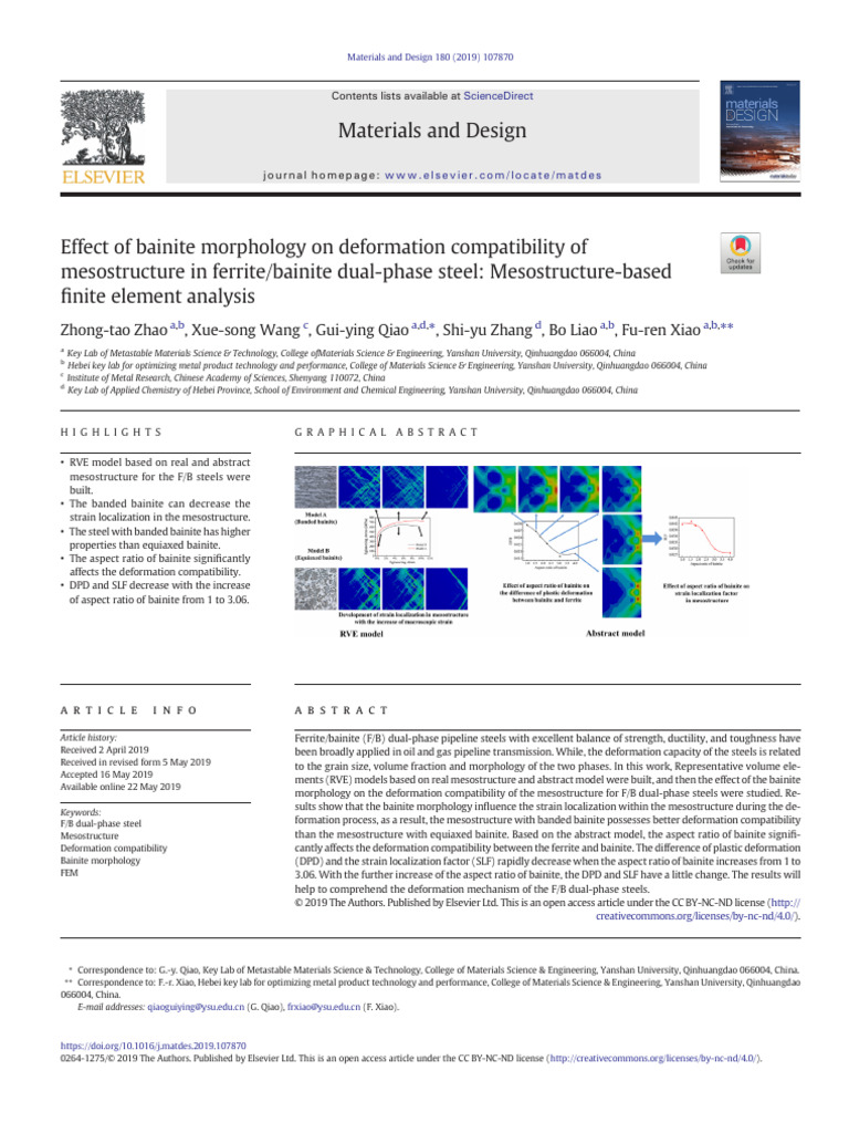 Effect of Bainite Morphology On Deformation Compatibility of Ferrite ...