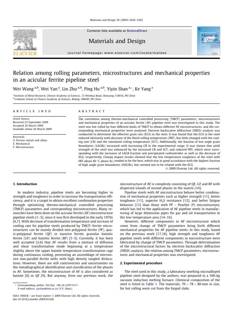 Relation Amo Parameters Microstructure in An Acicular Ferrite Pipline ...