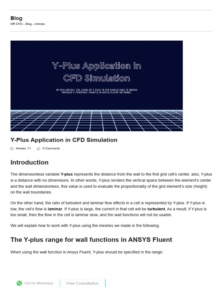 Y-Plus Application in CFD Simulation - MR CFD | PDF