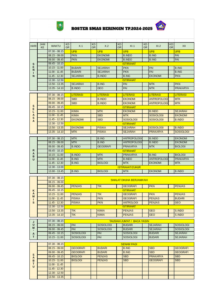 ROSTER 2024 - Google Spreadsheet | PDF
