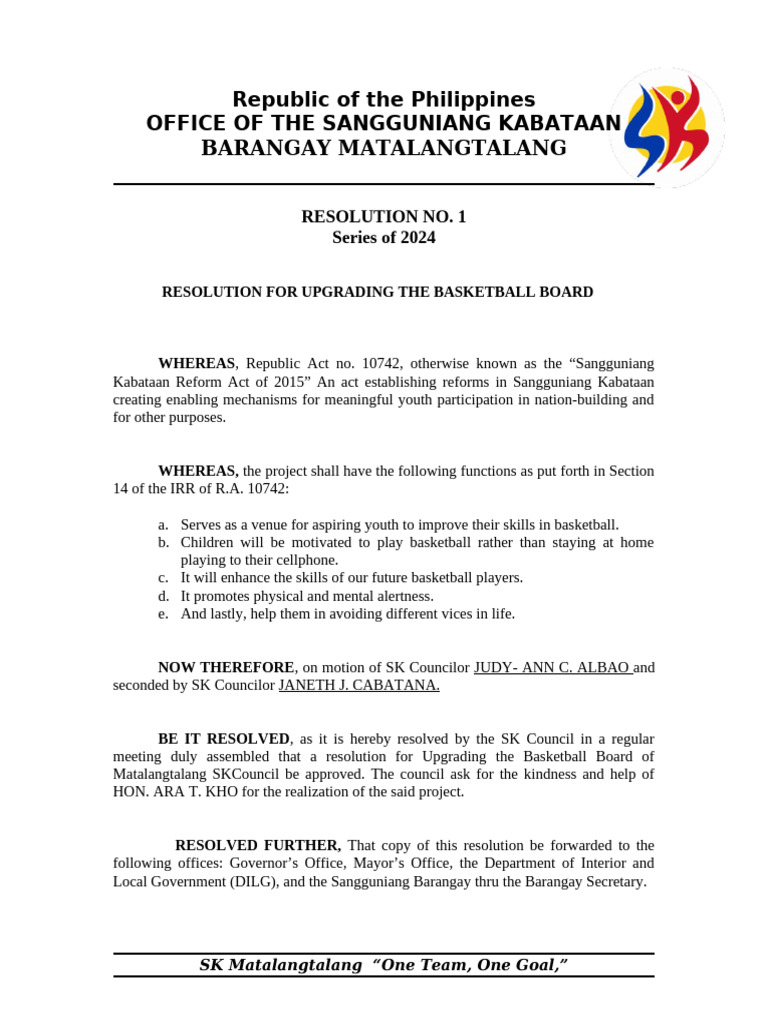 SK-Resolution Matalangtalang | PDF