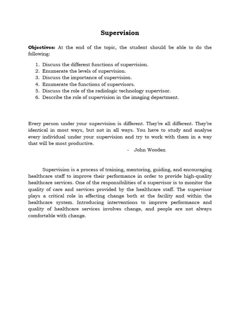 Supervision | PDF