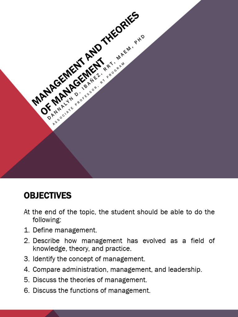 Lecture 2. Management and Management Theories - RT203 | PDF