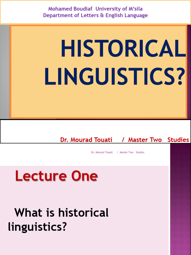 Lecture One Introducing Historical Linguistics | PDF
