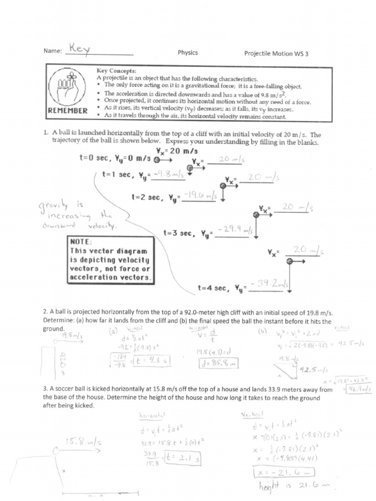Projectile Motion Review Soln Guide | PDF