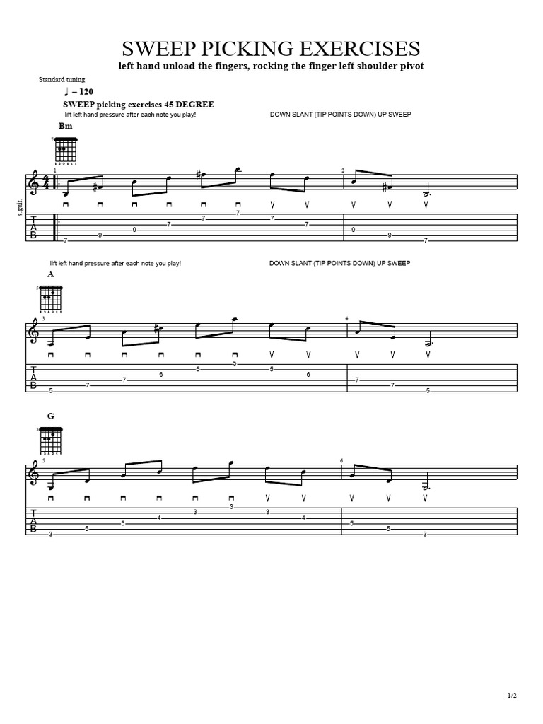 Guitar Picking Sweep Exercises | PDF