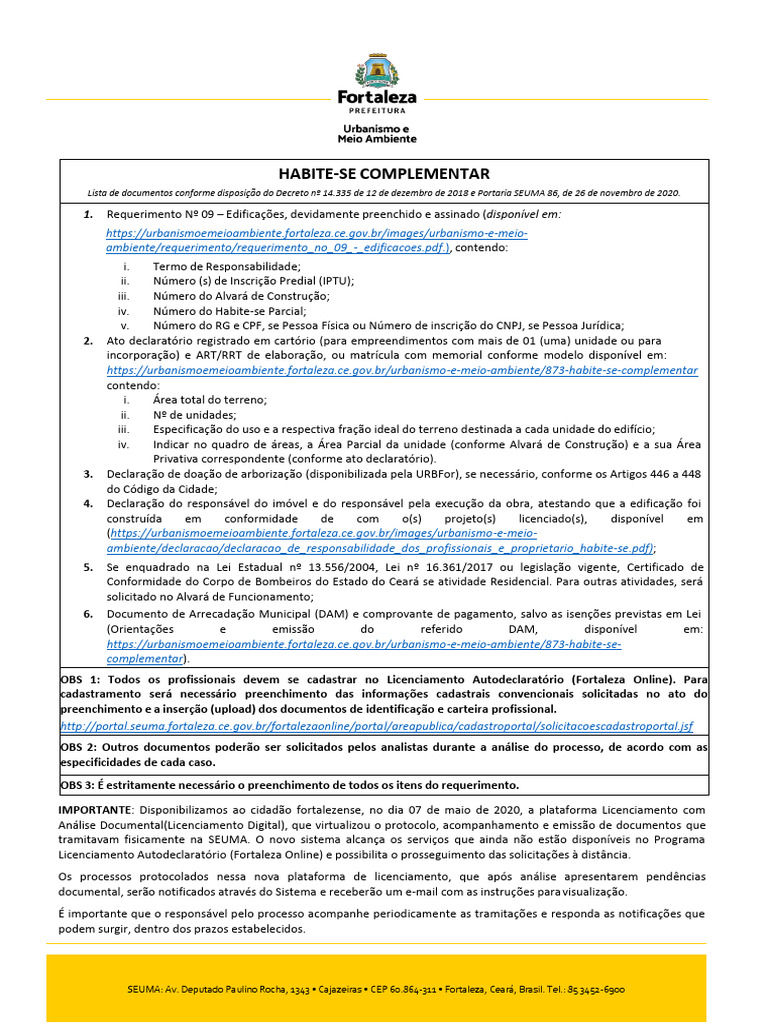 14-Checklist Habite-se Complementar | PDF
