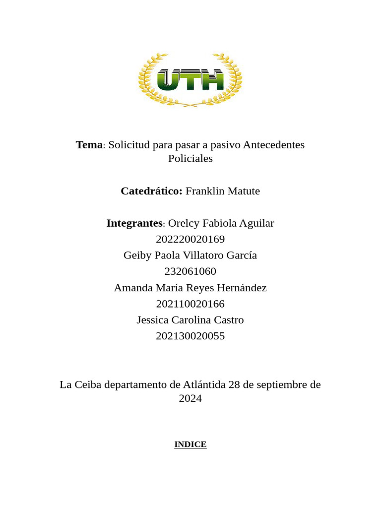 Informe-Pasar A Pasivo Antecedentes Policiales. | PDF
