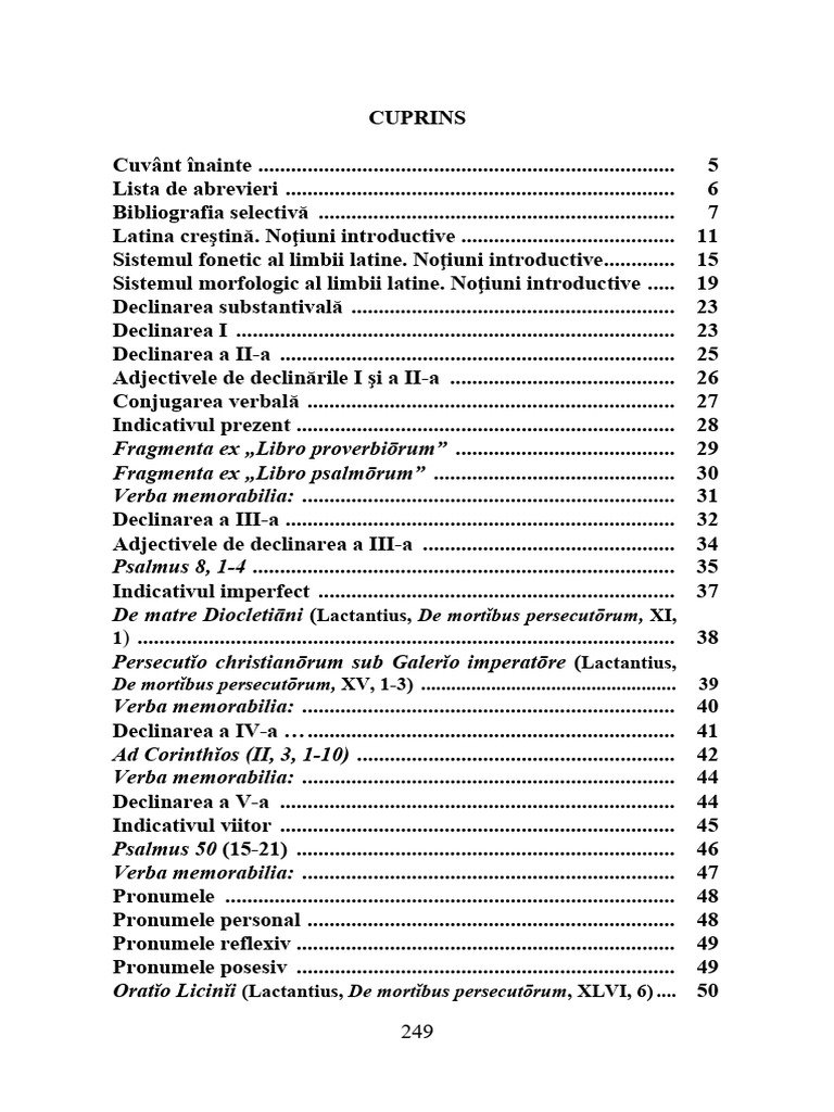 Cuprins Curs Limba Latina Finala5240 | PDF