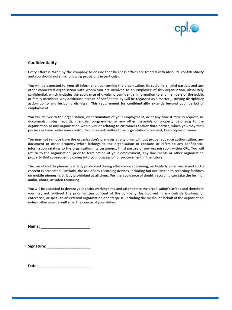 CPL Confidentiality | PDF