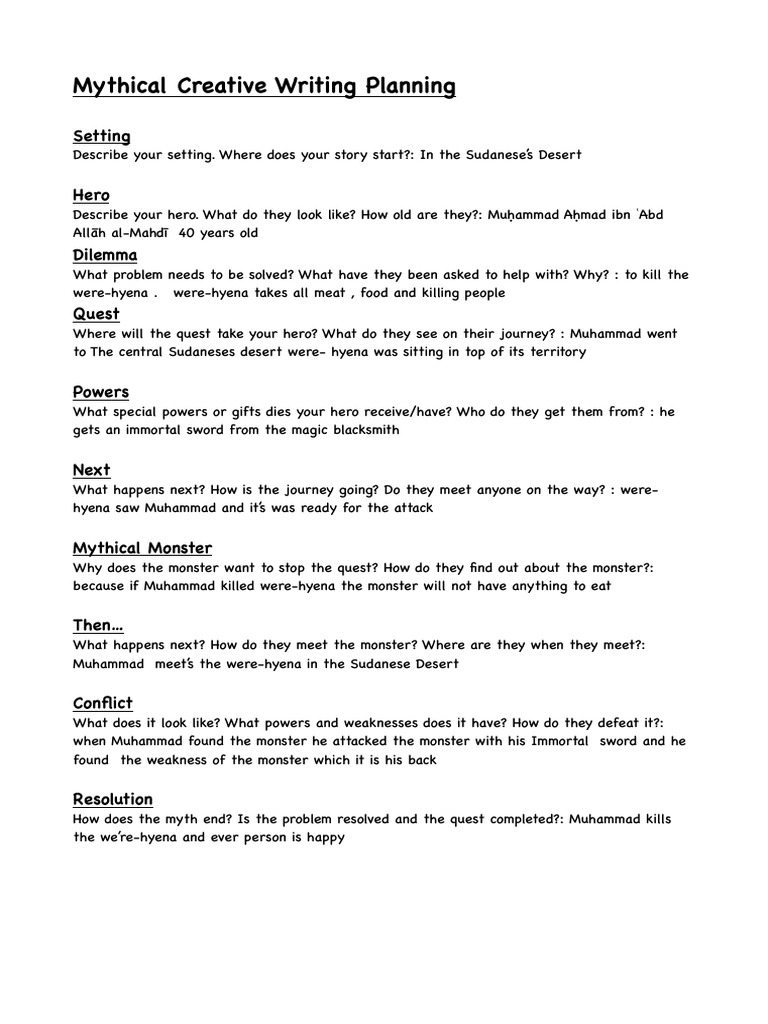 Open Mythical Creative Writing Plan 2 | PDF