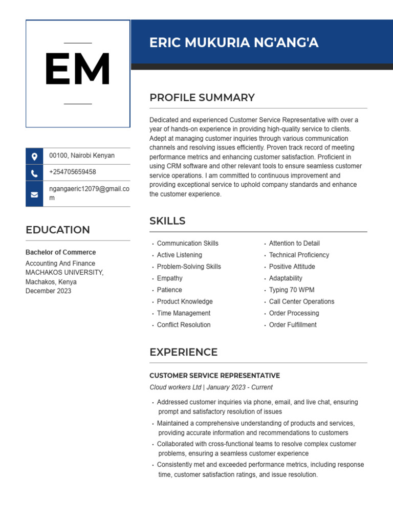 ERIC MUKURIANGANGA Resume | PDF