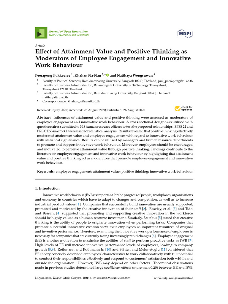 Employee Engagement - Innovative Work Behavior | PDF