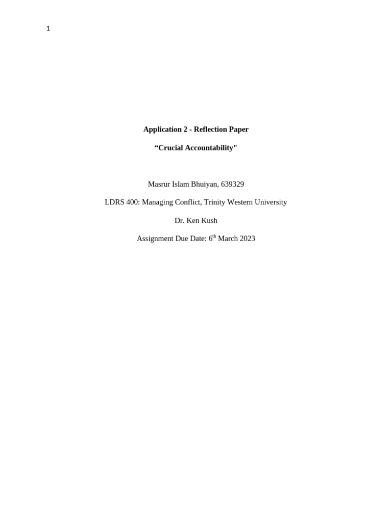 Application 2 - Reflection Paper "Crucial Accountability" | PDF
