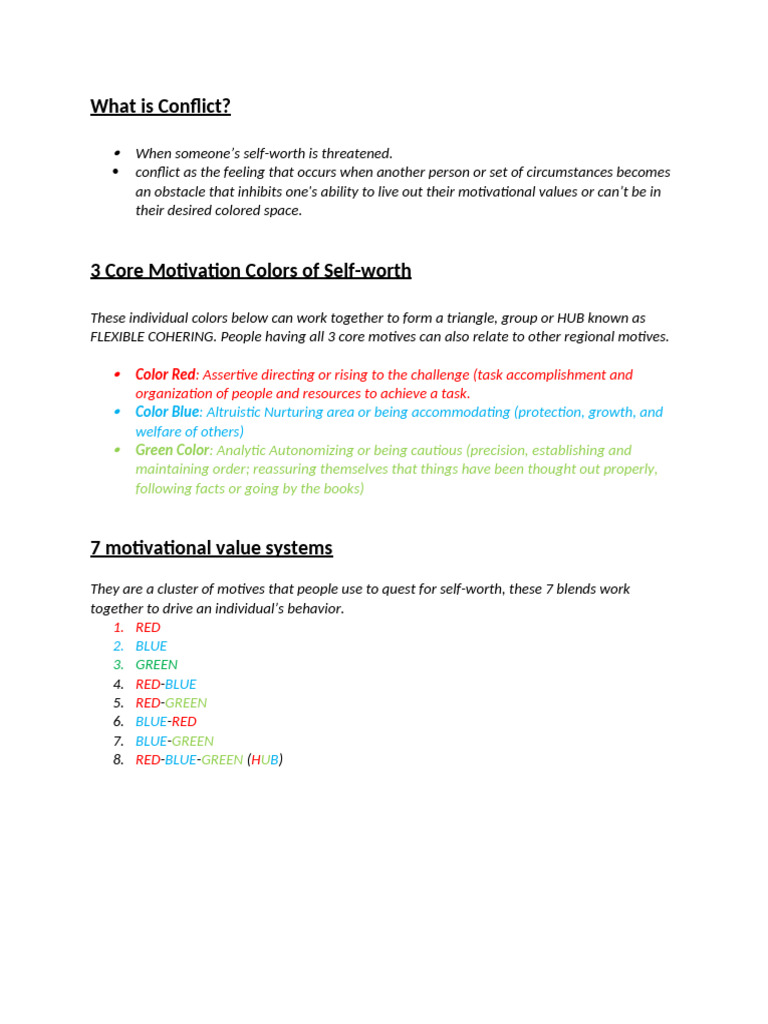 Conflict & 7 Motivational Colors | PDF