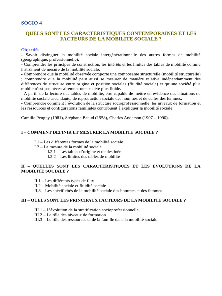 Socio 4 La Mobilite Sociale | PDF