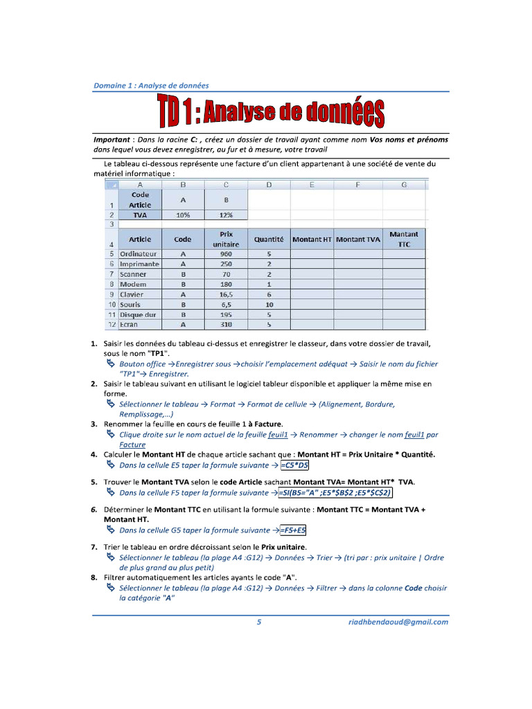 TD1 Analyse de Données | PDF