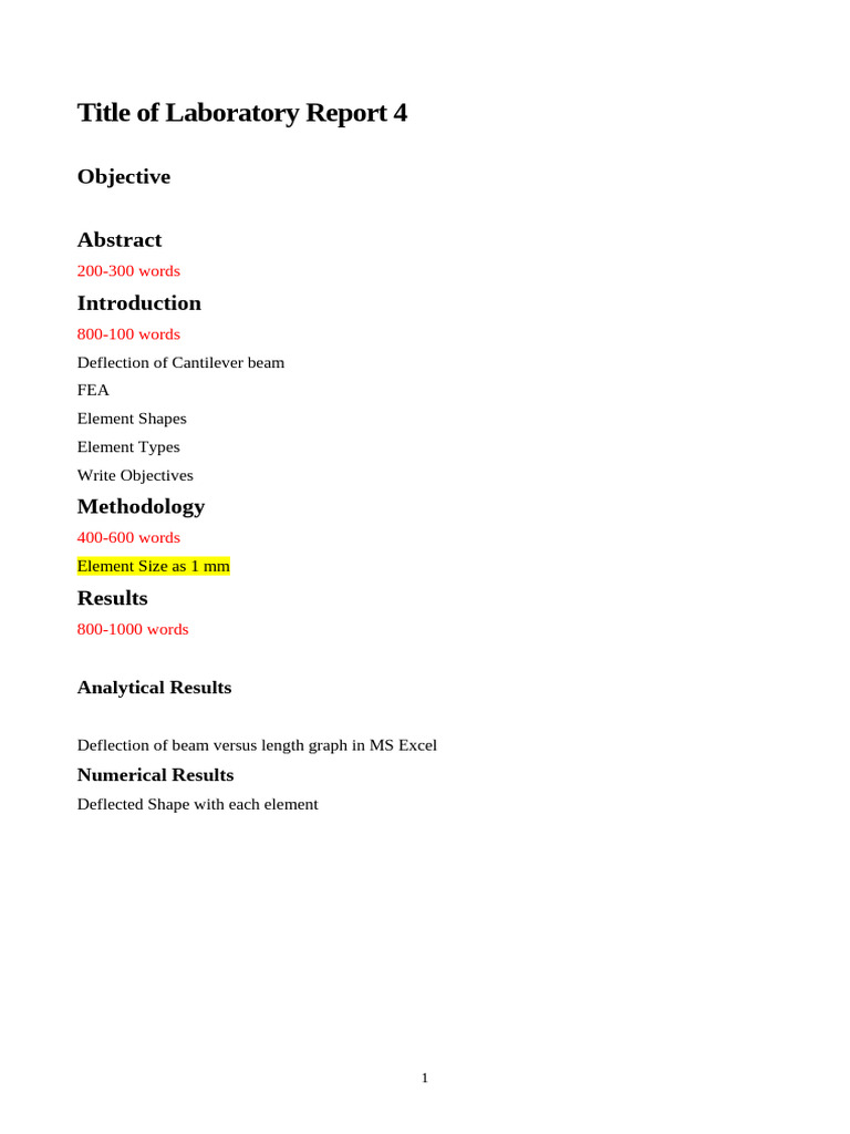 FEA Laboratory Report 4 Brief | PDF