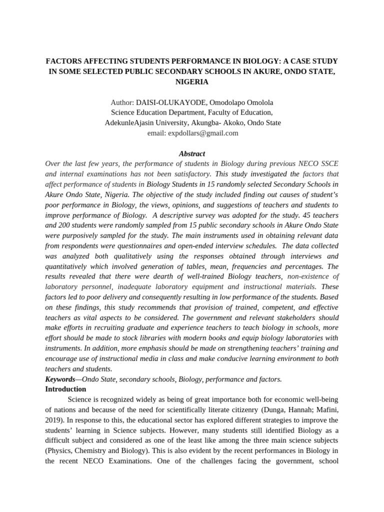 Factors Affecting Students Performance | PDF