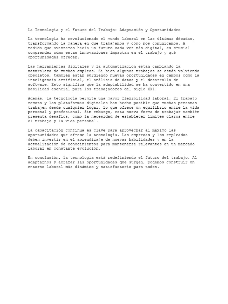 La-Tecnología-y-el-Futuro-del-Trabajo Clase 2024 Prof. Silva | PDF