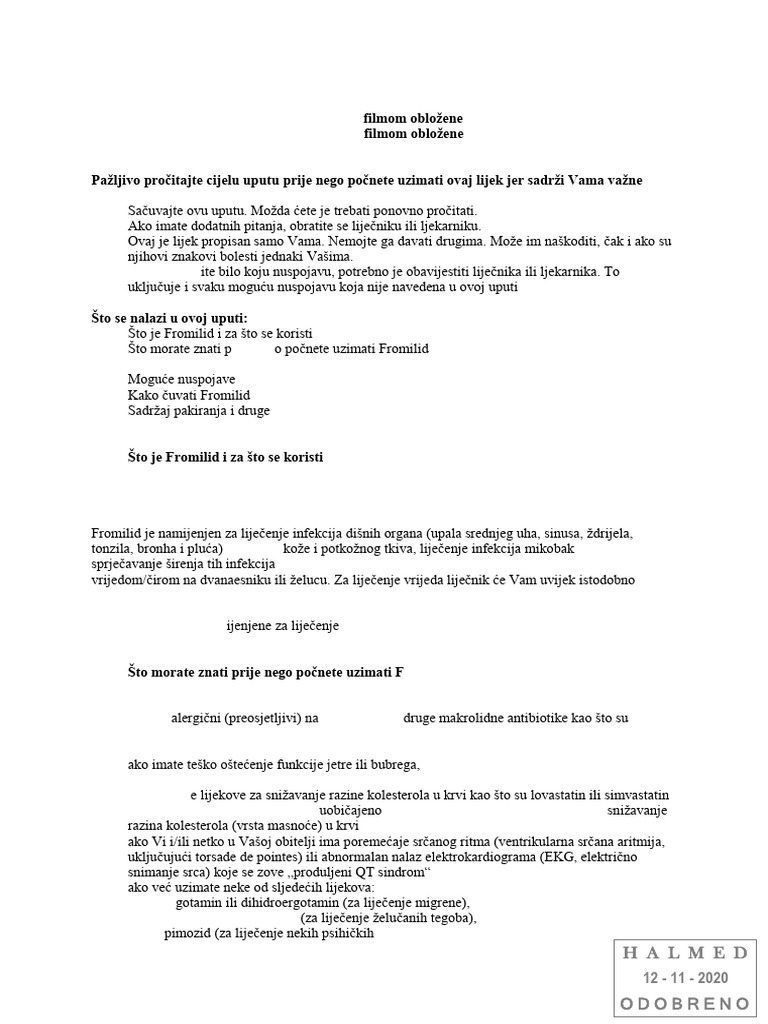 Fromilid Tablete Uputa 12 11 2020 | PDF