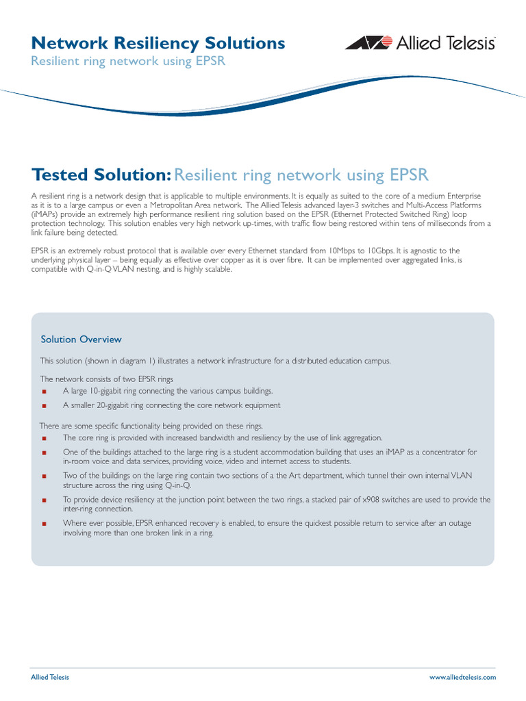 Resilient EPSR Network Tested Solution | PDF | Computer Network ...