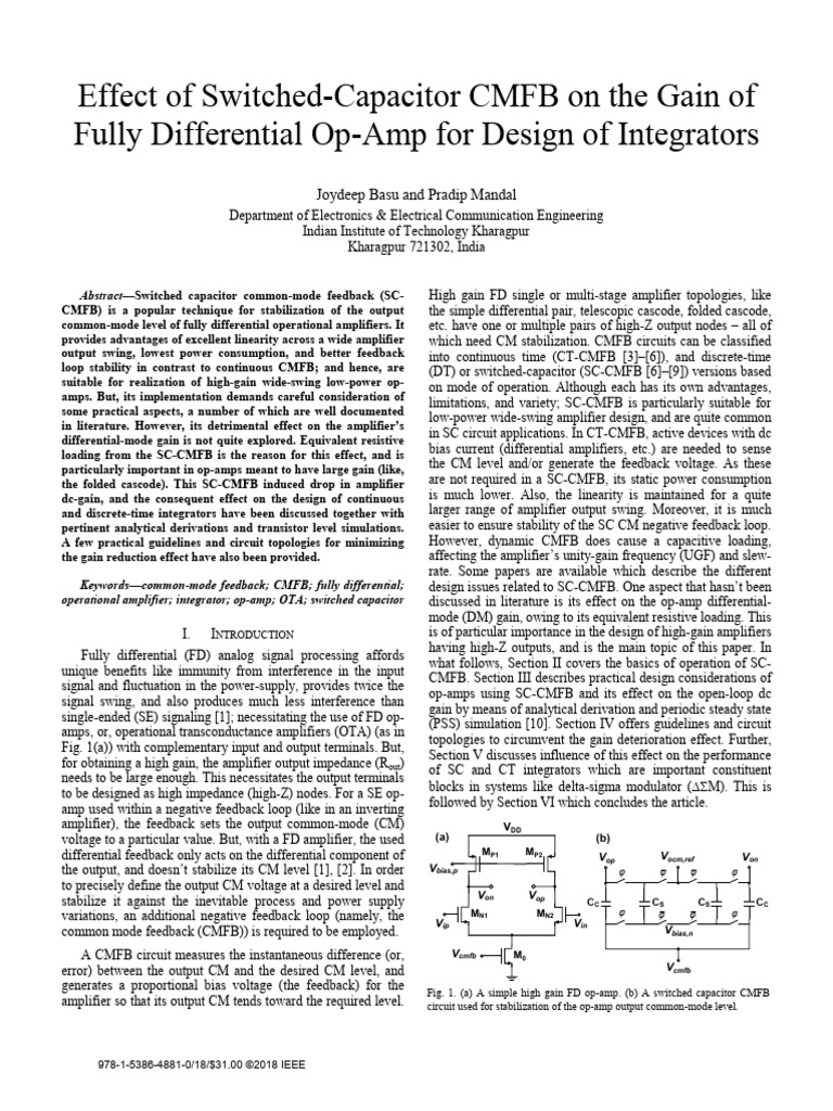 Effect of Switched-Capacitor CMFB On The Gain of Fully Differential Op ...