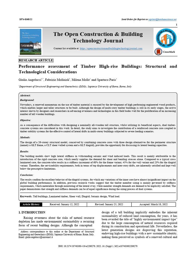 Performance Assessment of Timber High-Rise Buildings | PDF