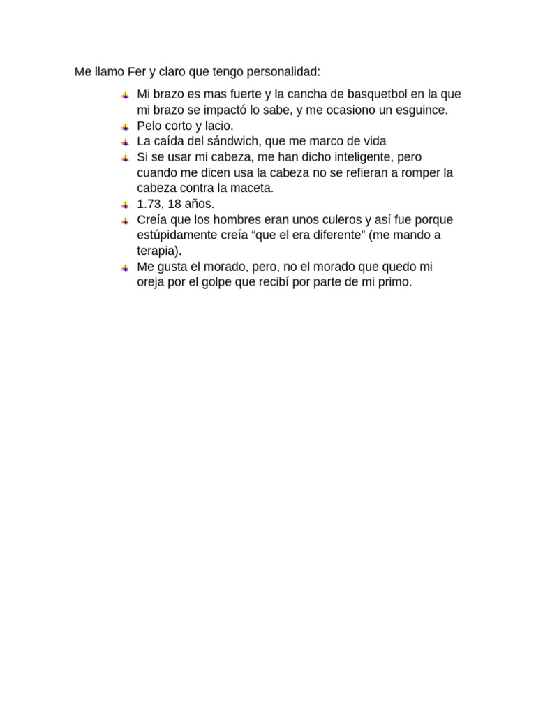 Hola Me Llamo Fer y Claro Que Tengo Personalidad | PDF