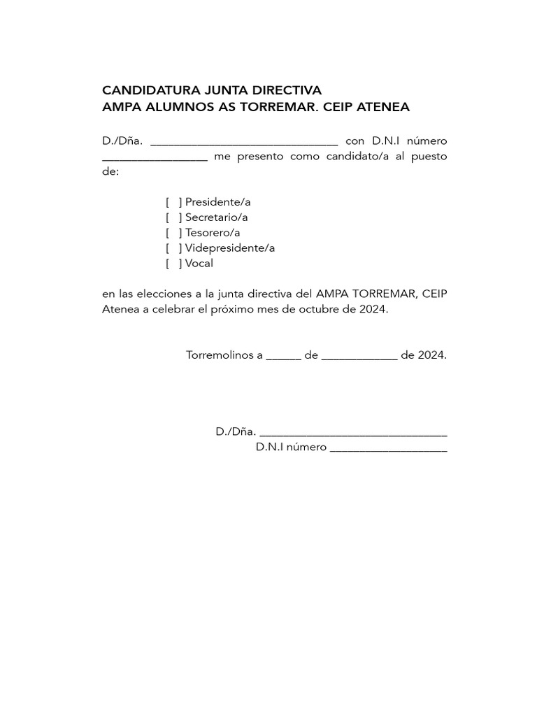 Formularios Candidaturas | PDF