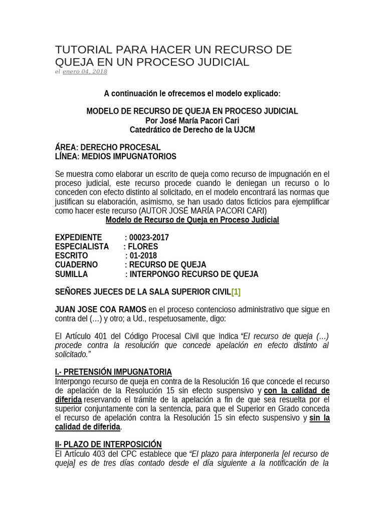 Tutorial para Hacer Un Recurso de Queja en Un Proceso Judicial | PDF
