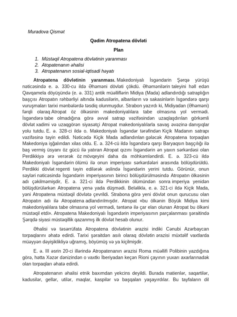 Atropatena Mühazirə | PDF