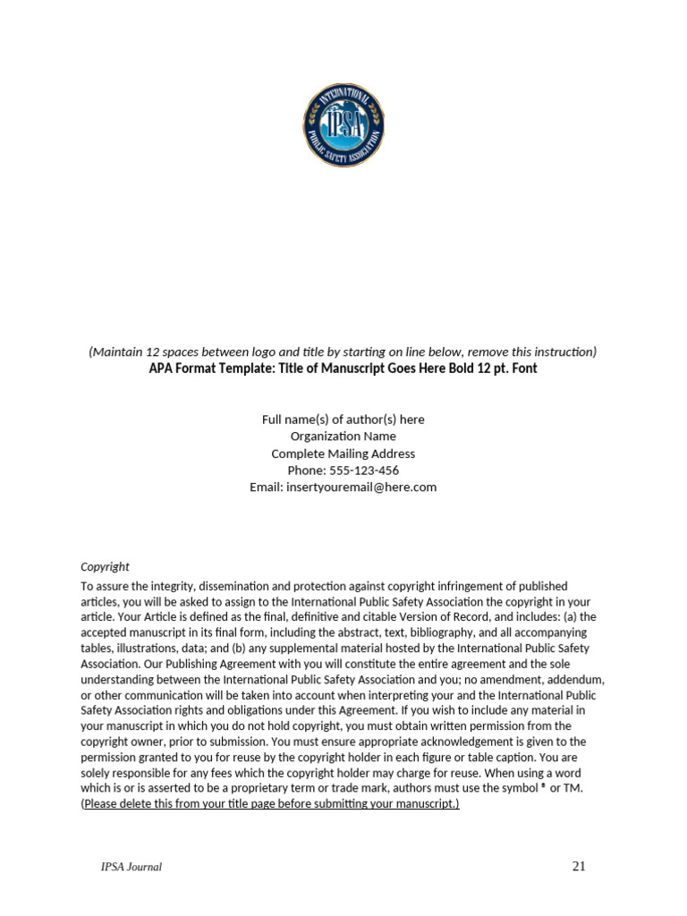 IPSA Journal - Format Template | PDF