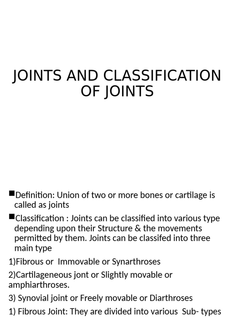 Joints and Classification of Joint-Wps Office | PDF