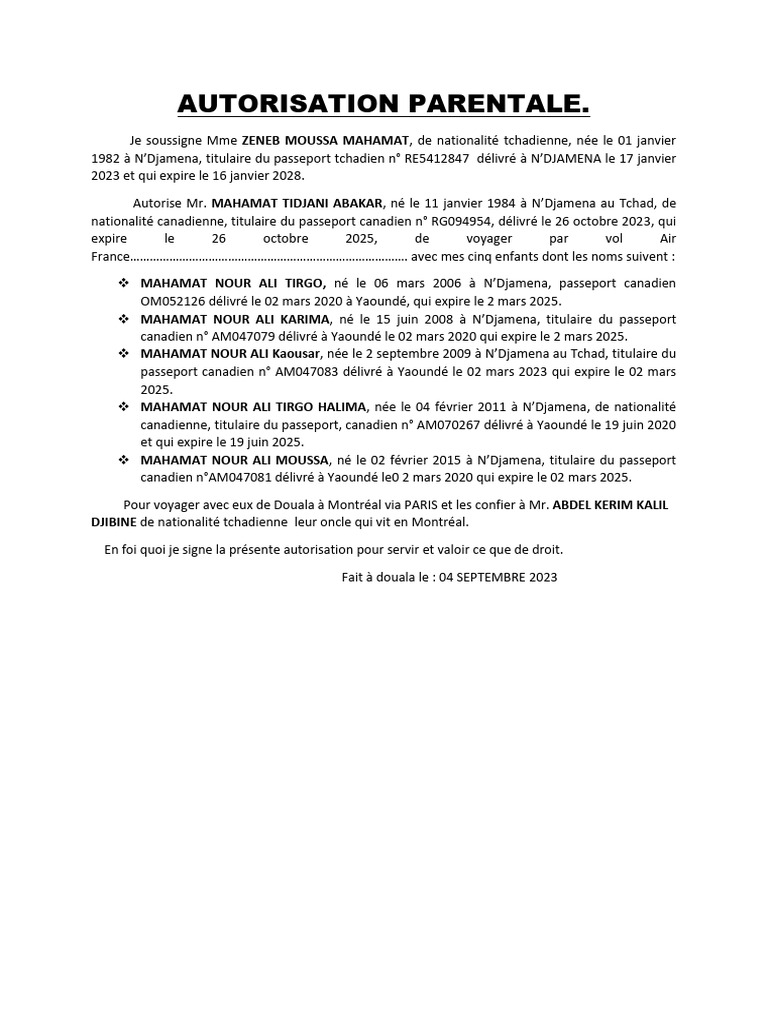 Autorisation Parentale | PDF