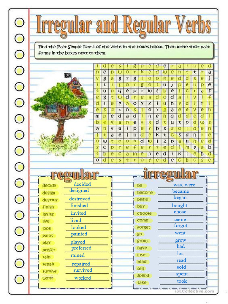 Irregular & Regular Verbs Crossword | PDF