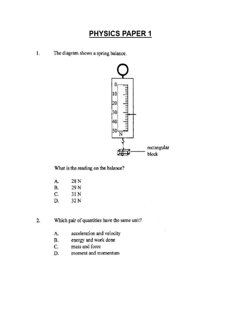 PHYSICS PAPER 1 | PDF
