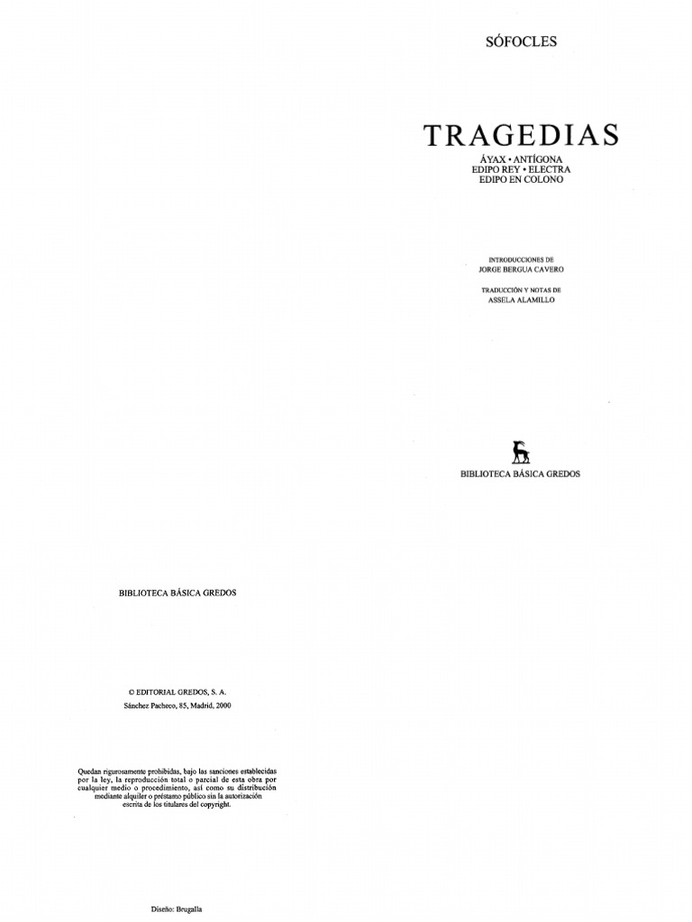 Sófocles - Tragedias. Edipo Rey. Madrid. Gredos OCR | PDF | Edipo | Mitología tebana