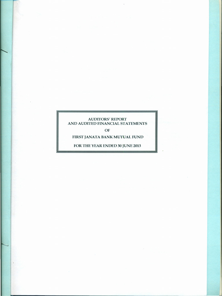 Auditors' R Port and Audited Financial Statements OF First Janata Bank ...