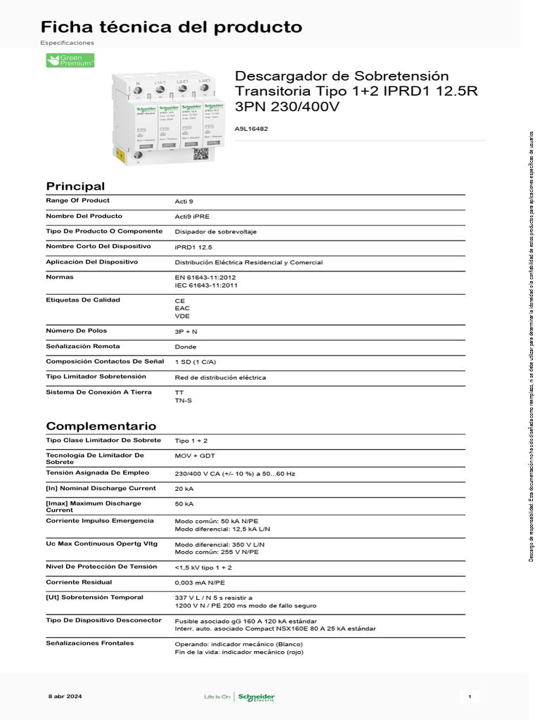 Schneider Electric_Acti9-iPRD1-12-5-PRD1-Master_A9L16482 | PDF