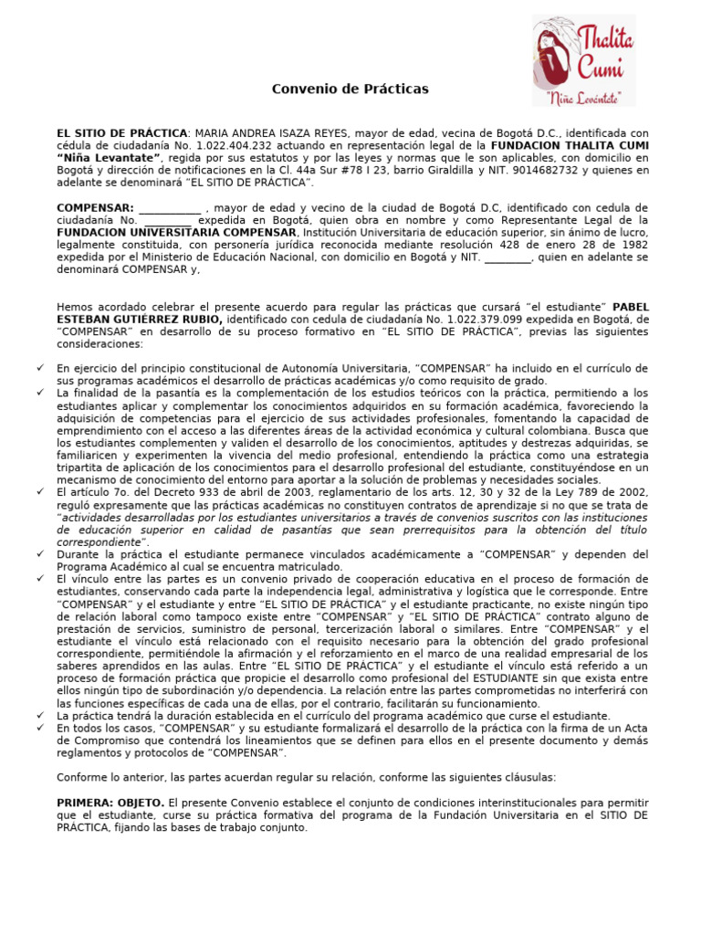 Convenio Practicas 2023 | PDF