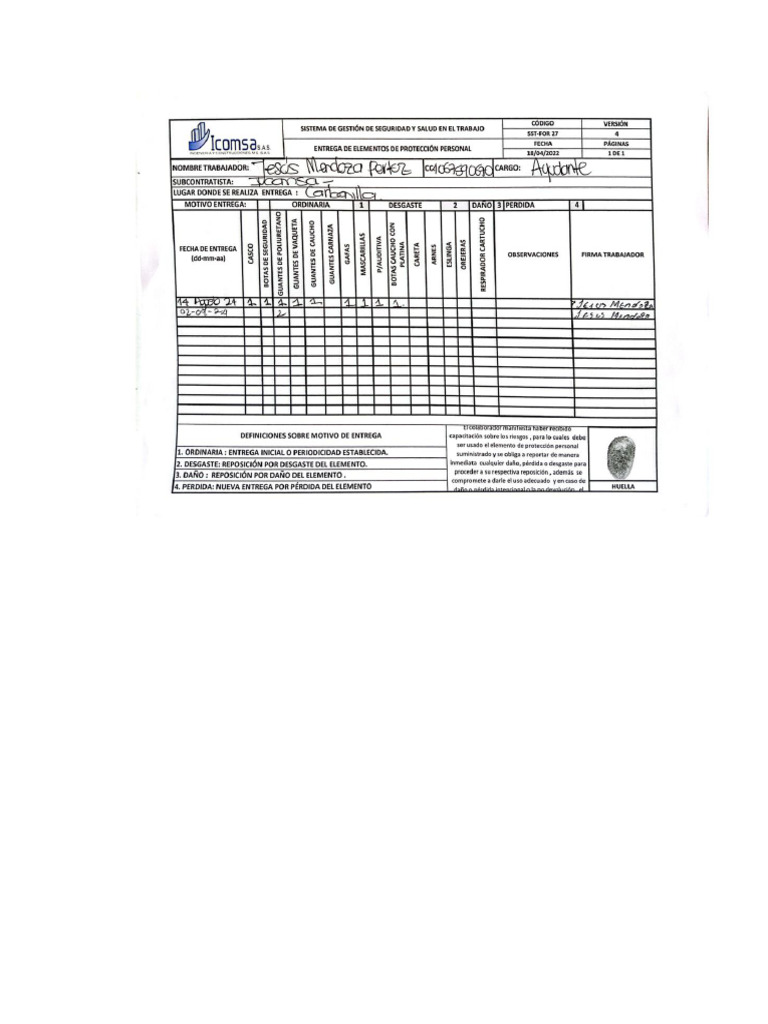 Entrega de EPP (1) | PDF