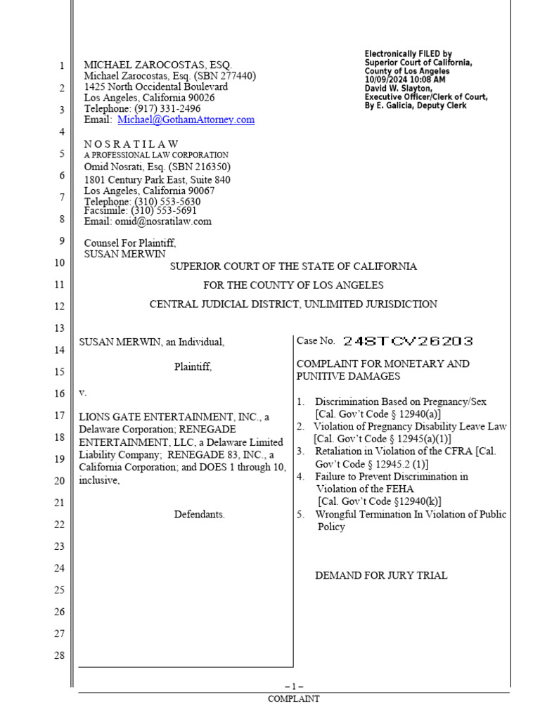 Merwin v. Lions Gate: Maternity Leave Dispute | PDF | Employment ...