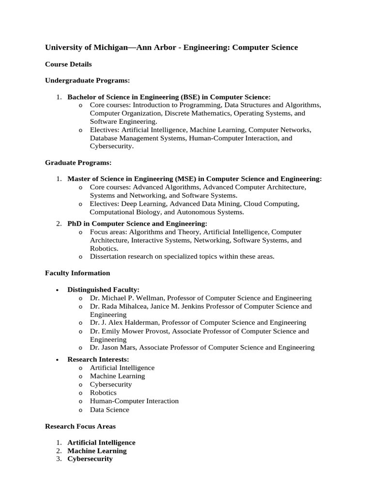 University of Michigan-Ann Arbor - Engineering - Computer Science | PDF