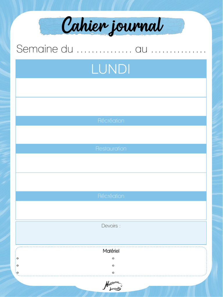 Cahier Journal Assorti Avec Le Carnet de Bord 2024 2025 | PDF